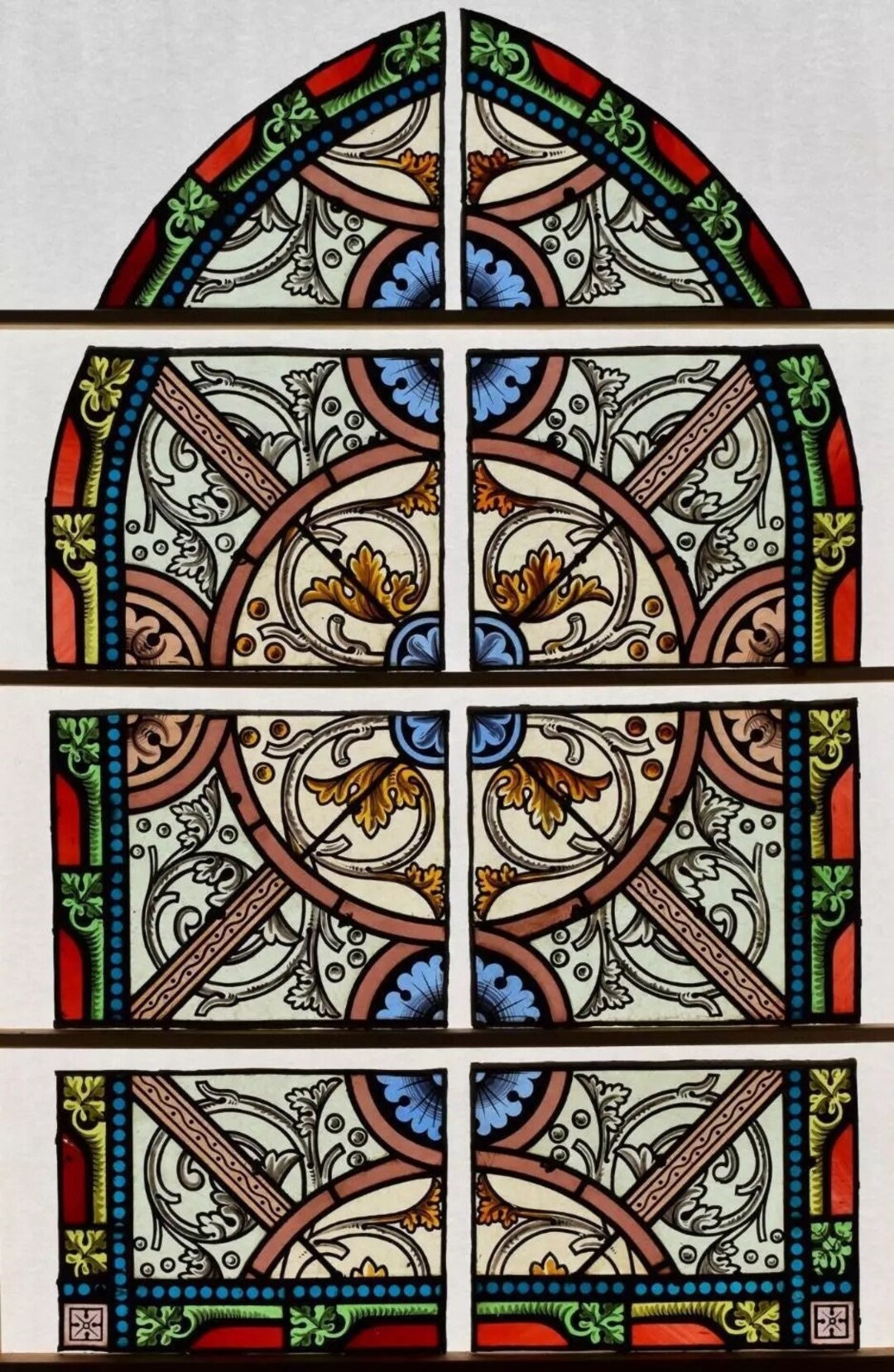 59" Tall Impressive Antique French Stained Glass Church Window Early ...