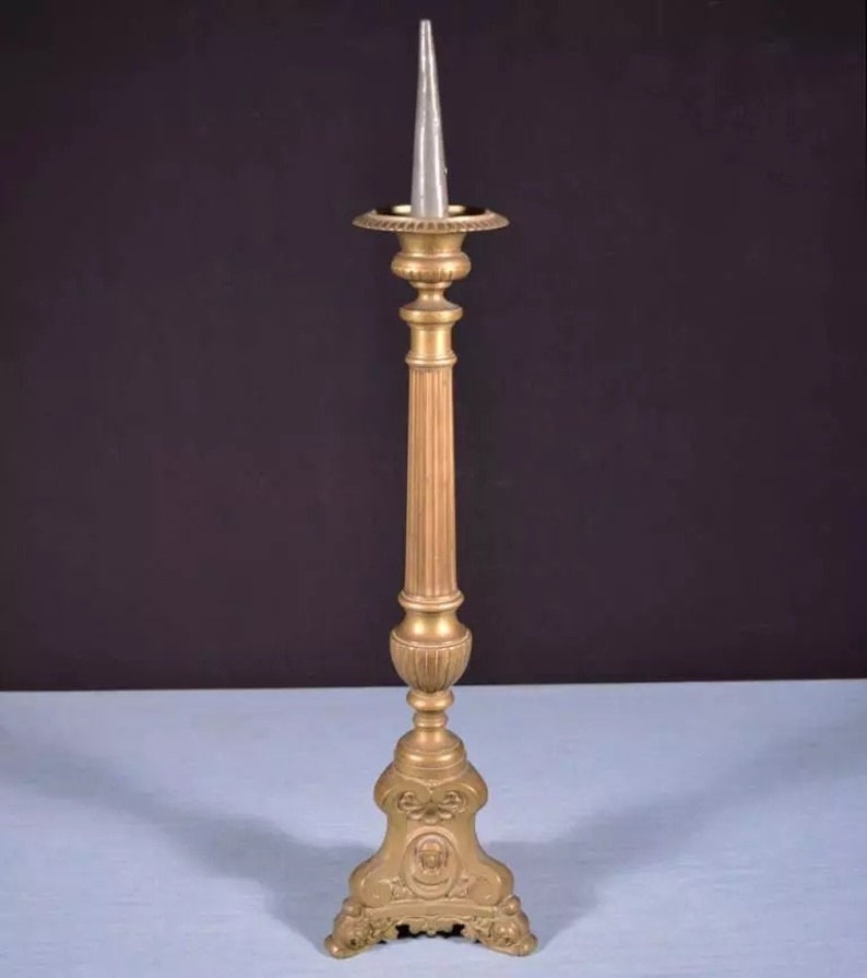 24" Antique Bronze Renaissance Revival Church Candlestick Candelabra ...