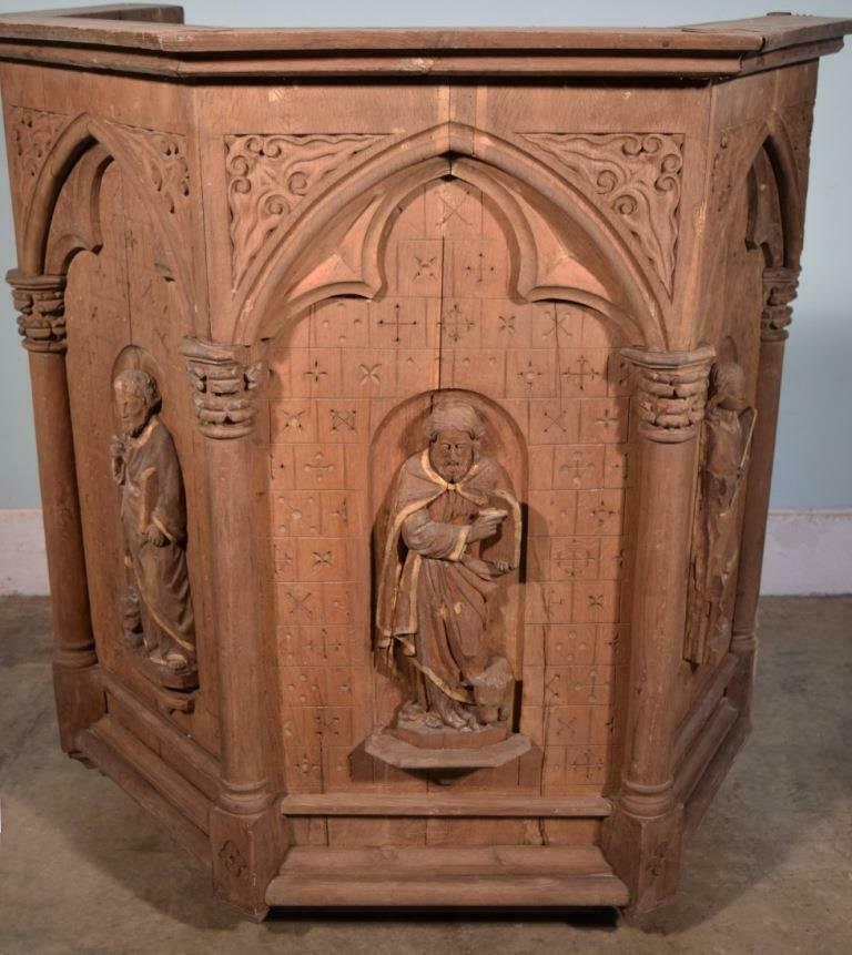 Antique 1880's Gothic Revival Pulpit Basket in Sold Oak - Etsy