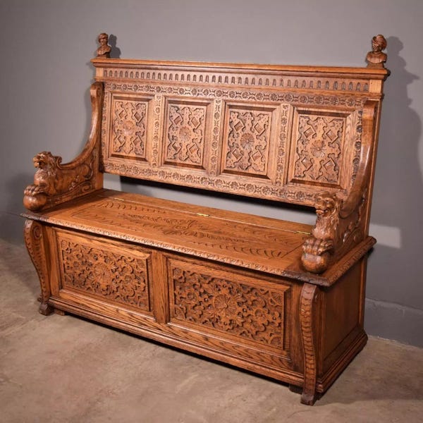 Antique Storage Bench - Etsy