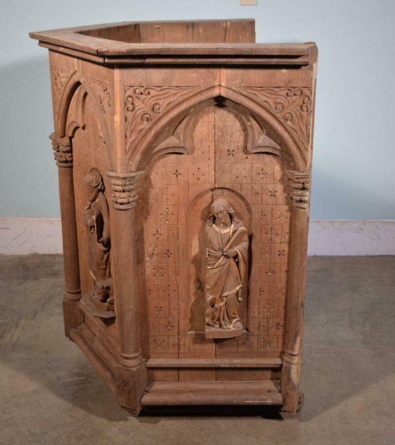Antique 1880's Gothic Revival Pulpit Basket in Sold Oak - Etsy
