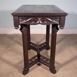 Antique French Gothic Revival Table in Solid Chestnut Wood With ...