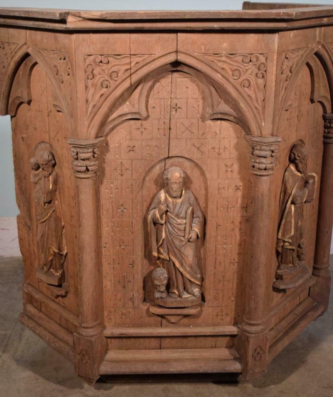 Antique 1880's Gothic Revival Pulpit Basket in Sold Oak - Etsy