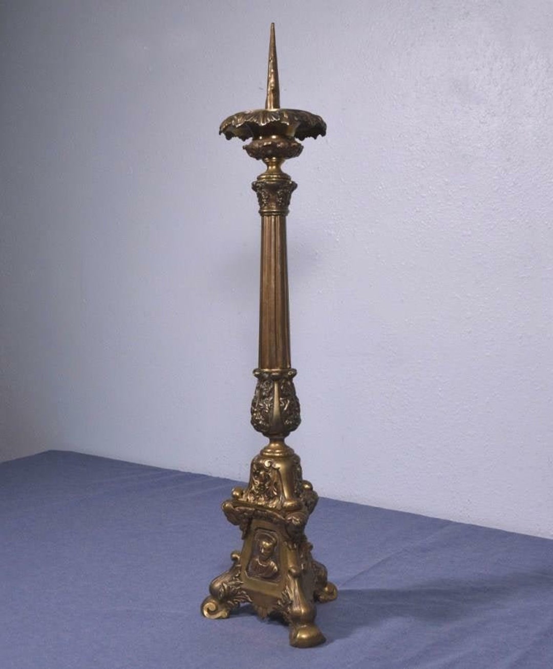 28 Antique Bronze Renaissance Revival Candlestick Candelabra W/jesus - Etsy