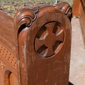 Pair of 11 Foot Long Vintage Gothic Revival Solid Oak Wood Prayer ...