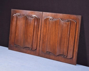 Three Antique French Gothic Revival Panels in Solid Oak W/linen Fold ...