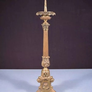27" Antique Bronze Renaissance Revival Church Candlestick Candelabra W ...
