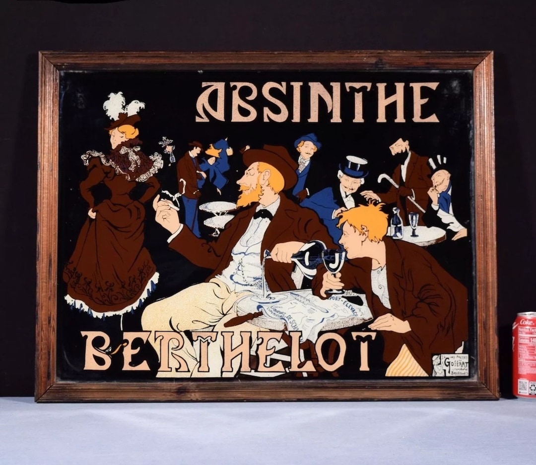 Vintage Absinthe Berthelot Mirror by Goffart Brussels Belgium Henri ...