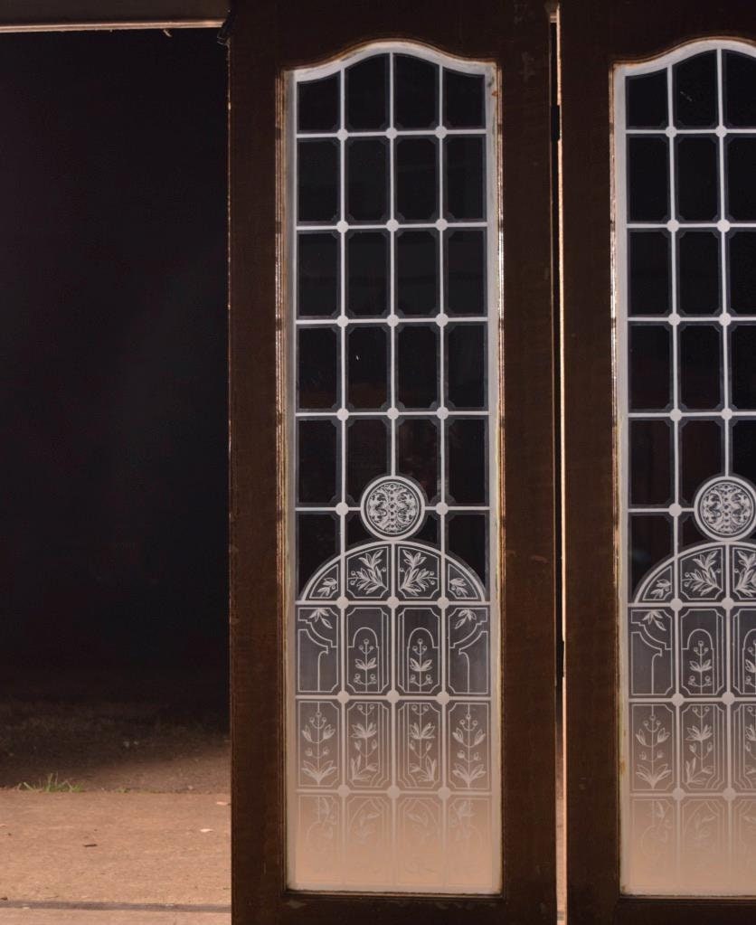 75 Tall Pair of Antique French Etched Glass Windows - Etsy