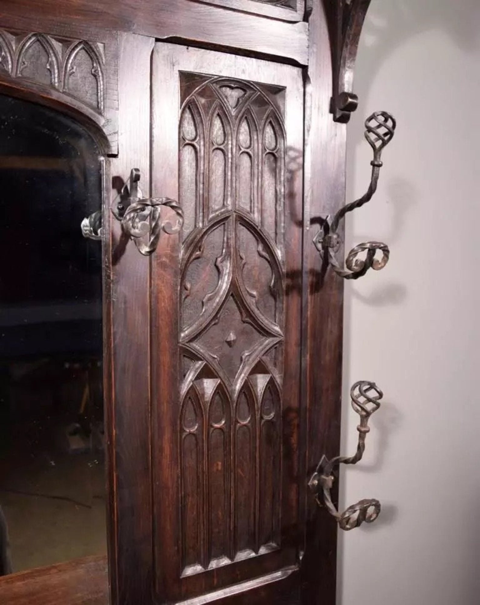 Antique French Gothic Hall Tree/hall Stand/coat/hat Rack in Solid Oak ...