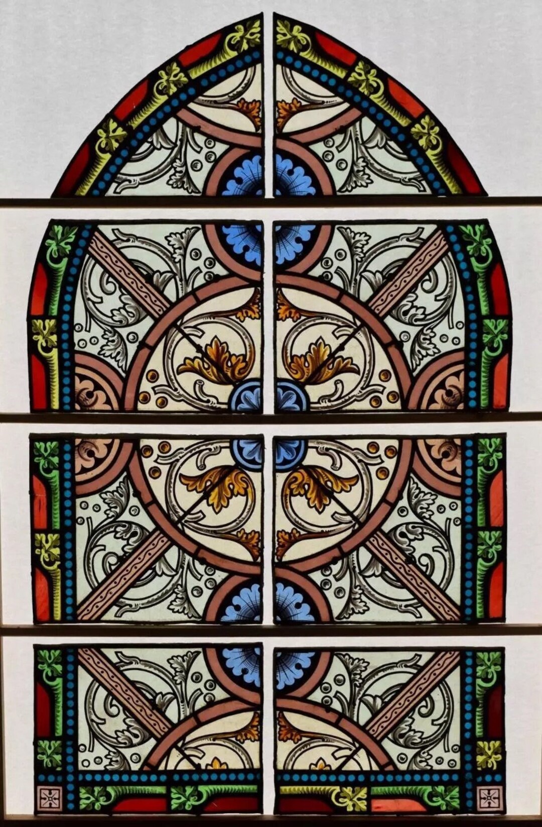 59" Tall Impressive Antique French Stained Glass Church Window Early ...