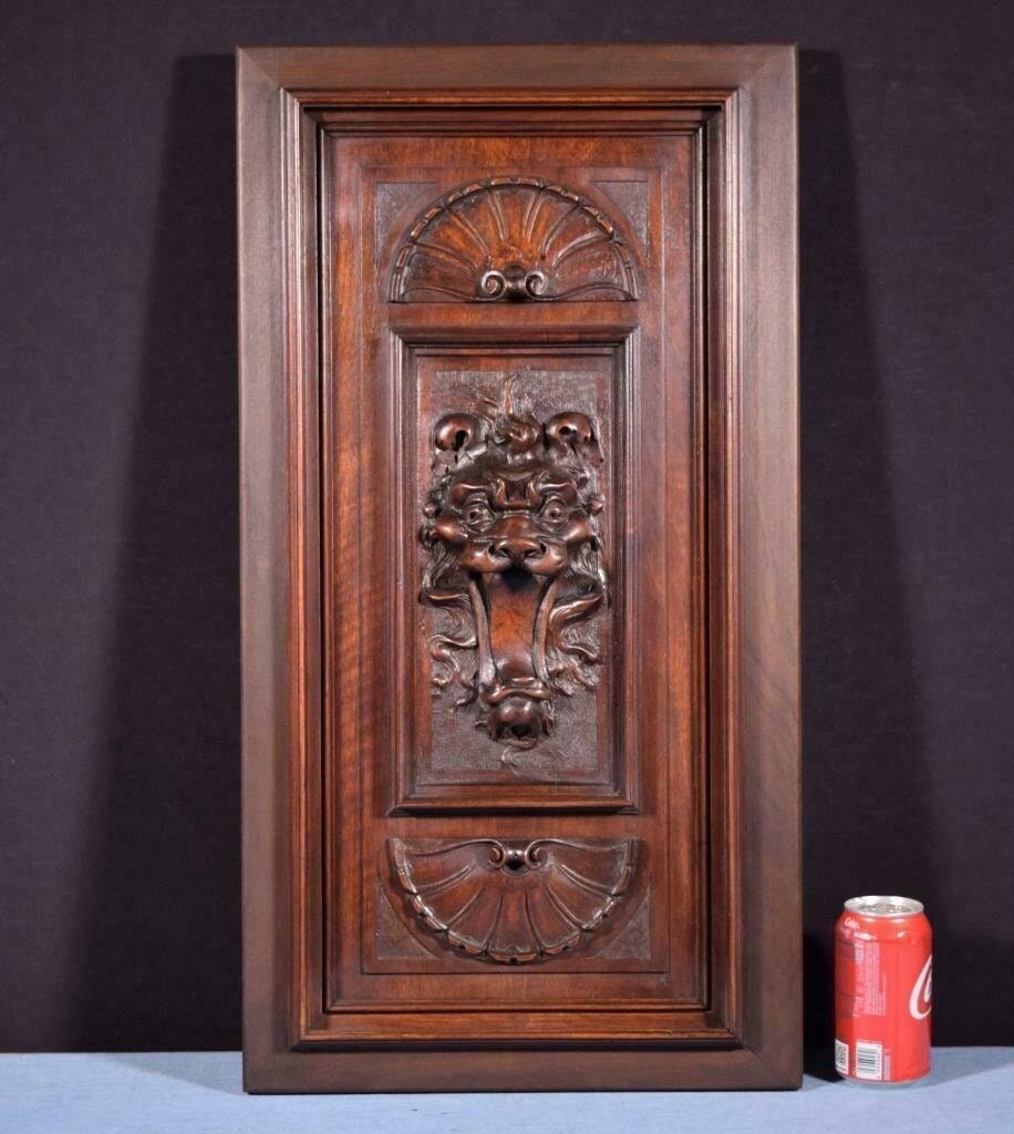 Antique French Panel in Solid Walnut Wood With Lion Face - Etsy