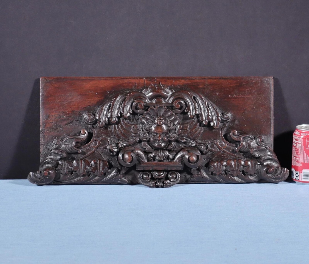 22" Antique French Crest/pediment/crown in Solid Walnut Wood With Angel ...