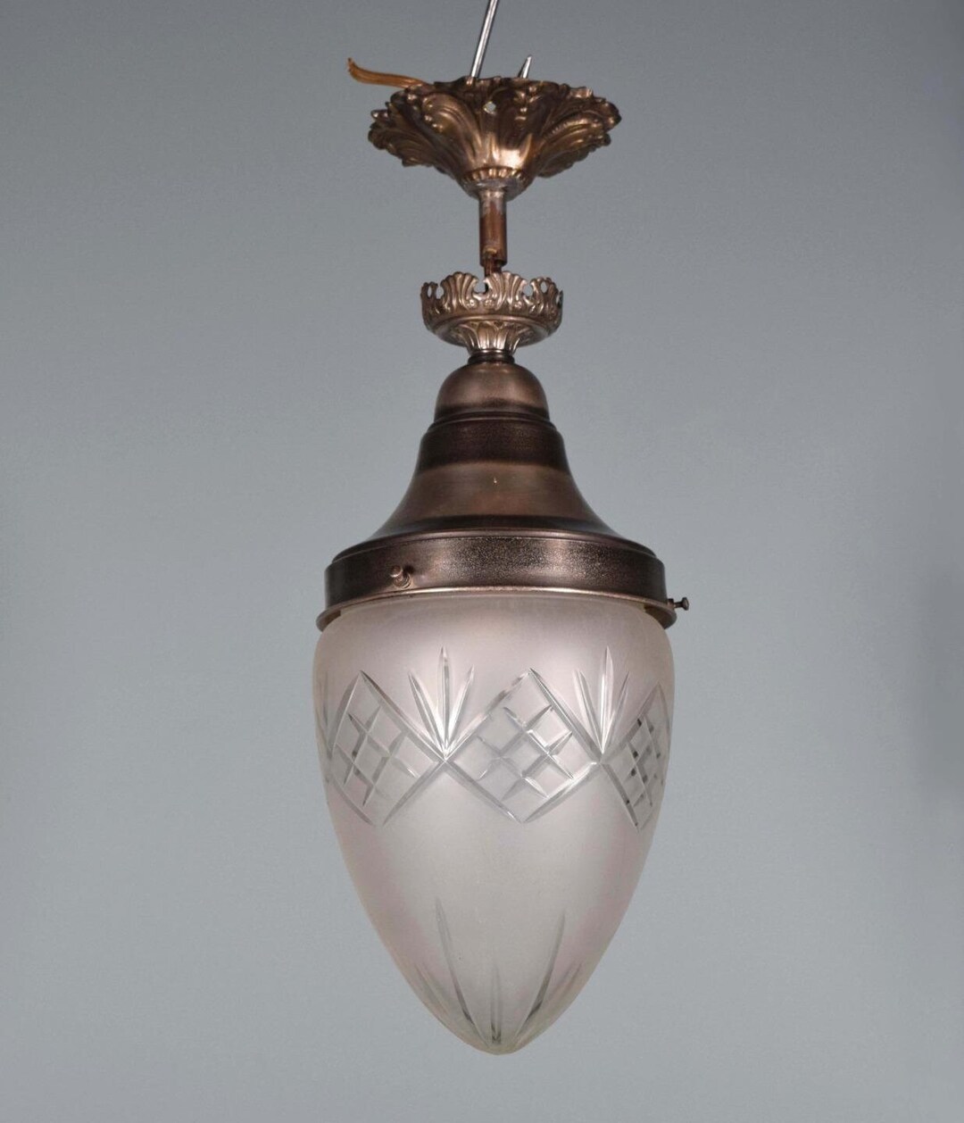 Vintage French & Cut Glass Hanging Bullet Lamp/chandelier/pendant Light ...