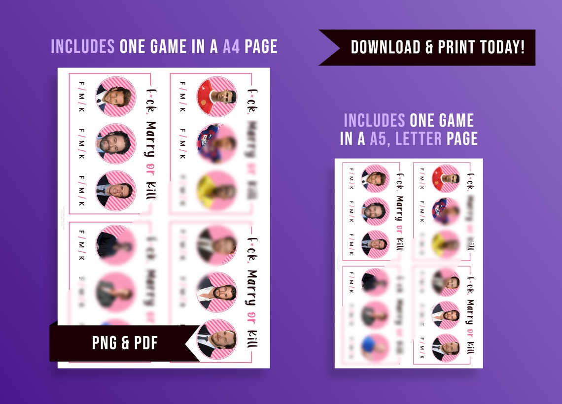 Fk Marry Kill Bachelorette Party Game Dirty Bachelorette Couple Night ...