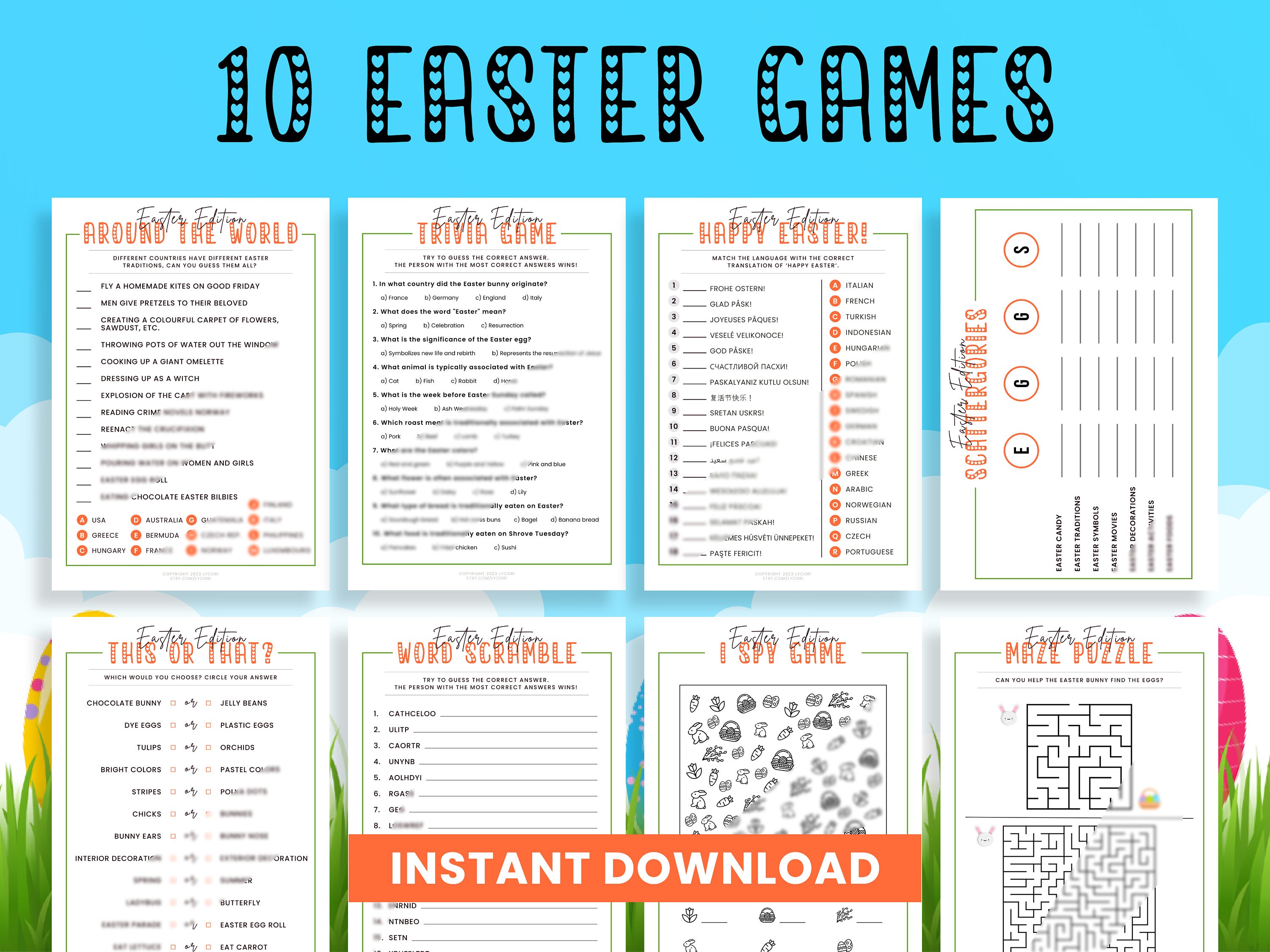 Easter Games Bundle Printable | Easter Activities | Easter Party Games ...
