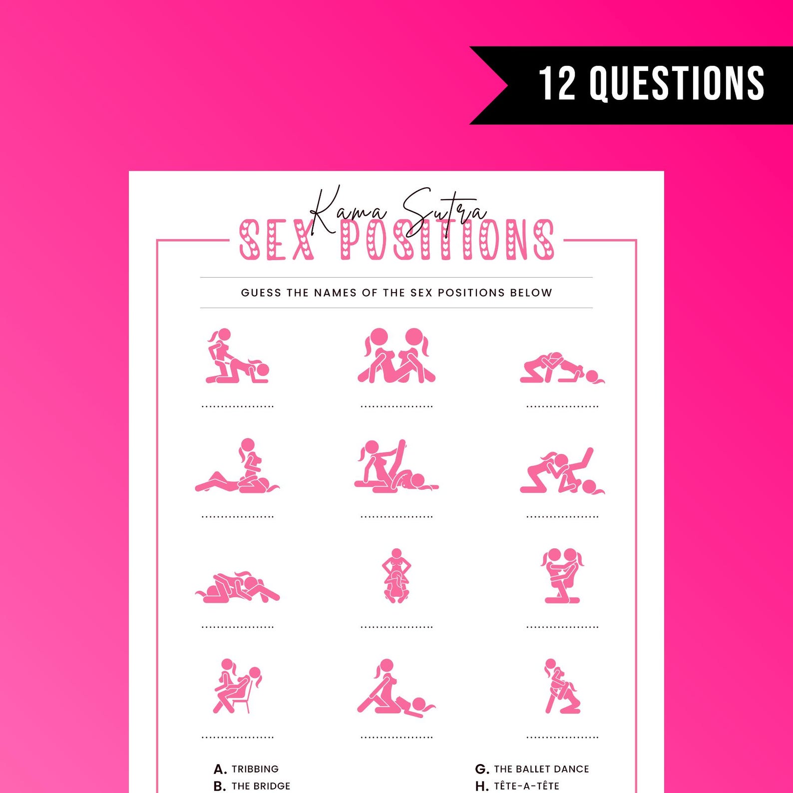 Lesbian Guess the Sex Positions, Kama Sutra, Lesbian Bachelorette Party ...