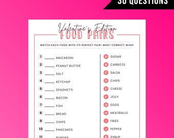 Perfect Love Food Pairs Valentine's Day Game | Valentine Printable ...