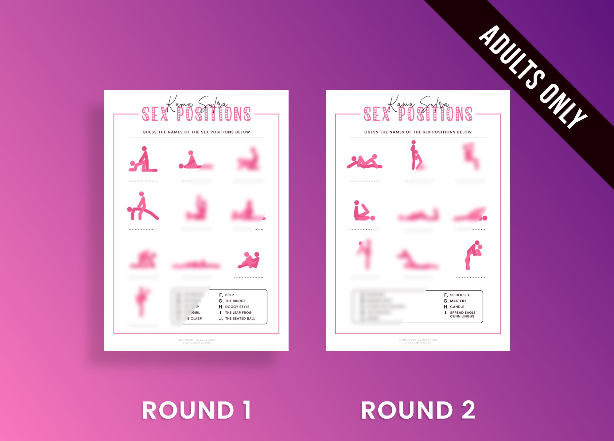 Kama Sutra Sex Positions Bachelorette Party Guess The Sex Etsy Canada