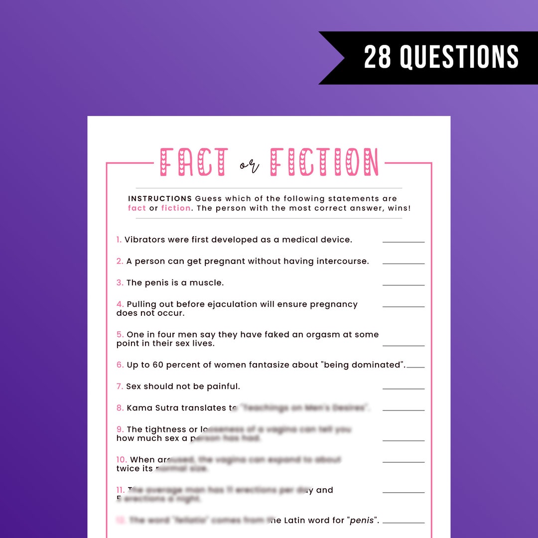 Fact or Fiction | Bachelorette Party Game | Adult Trivia | Bridal ...