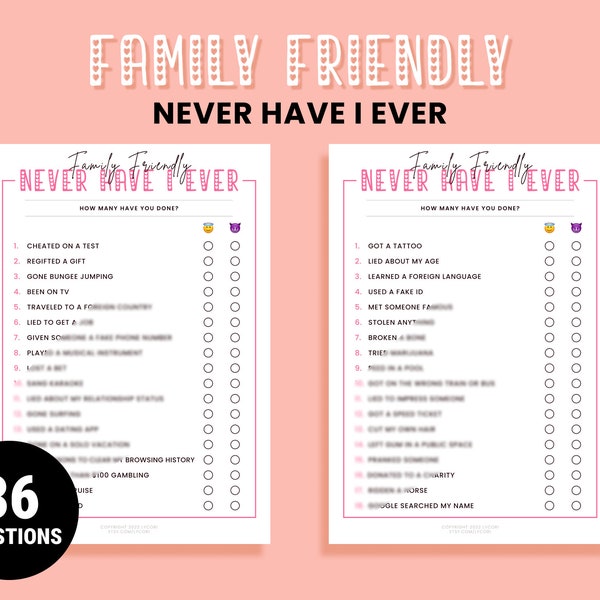 Never Have I Ever Hens Game - Etsy