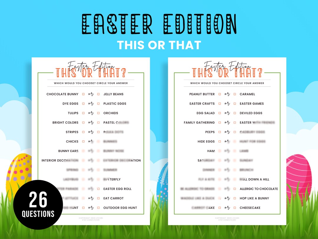 Easter This or That Game: Family Party (printable) - Etsy