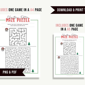 Christmas Maze Game, Labyrinth Game, Xmas Party Game, Printable ...