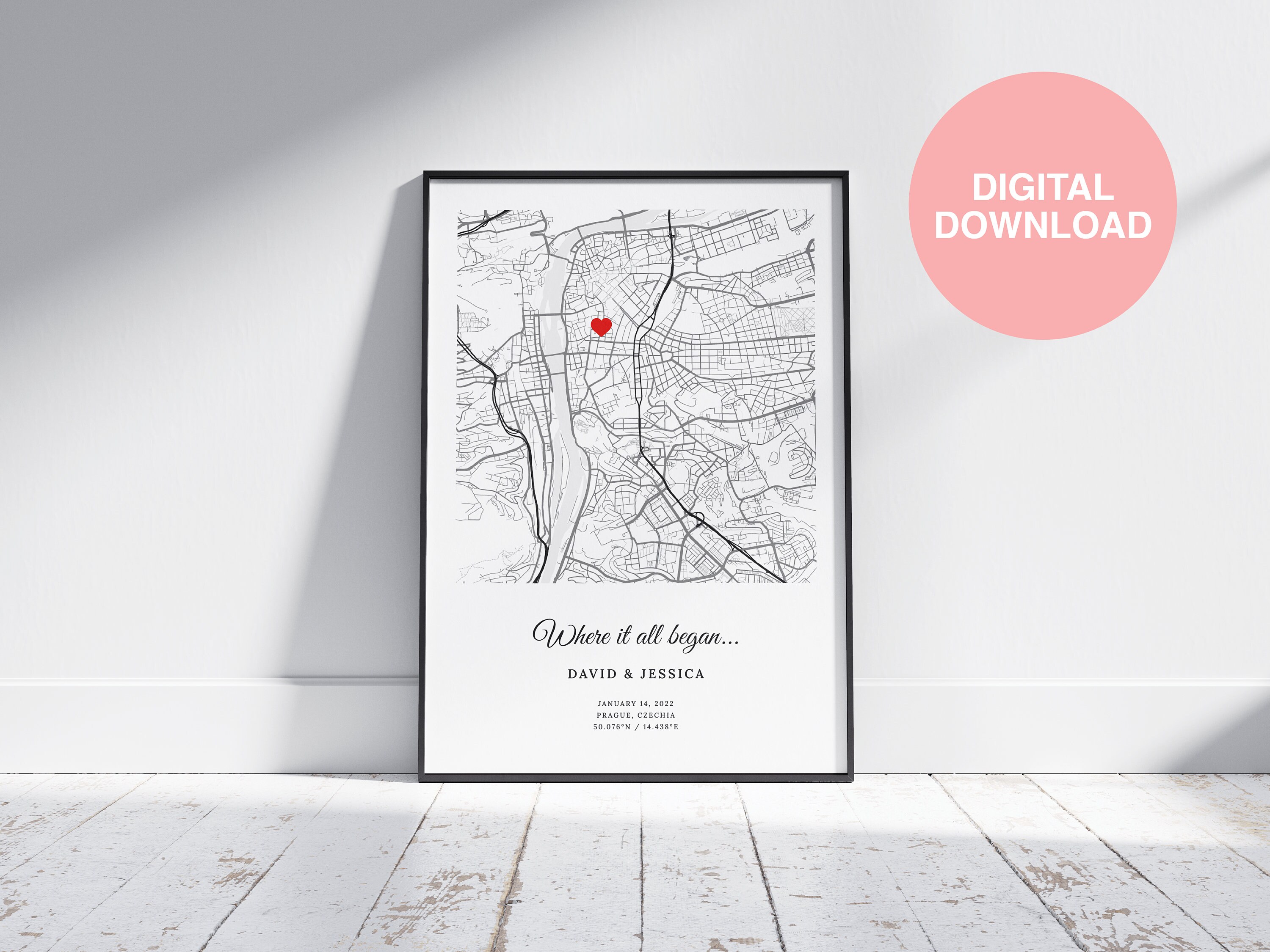 Where We Met Map Where We First Met Map Positive Prints, 60% OFF