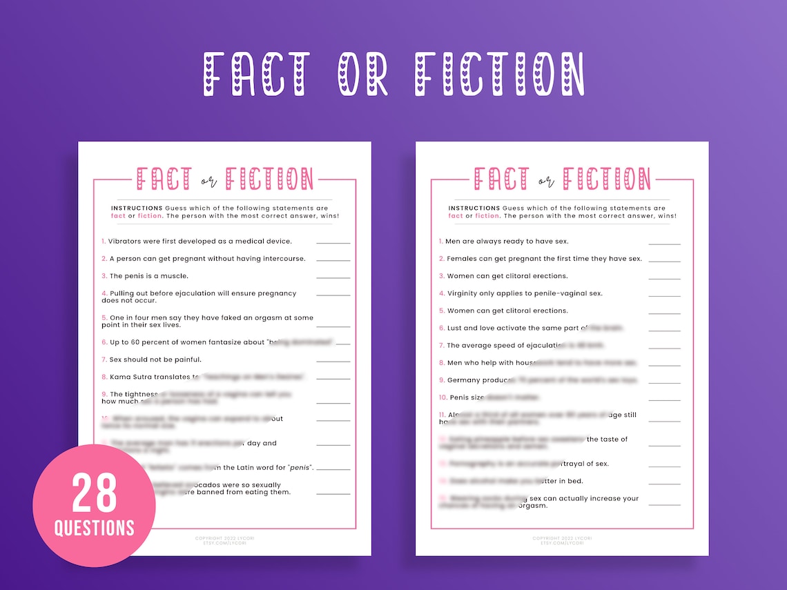 Fact or Fiction Bachelorette Party Game Adult Trivia Bridal Shower Hen ...