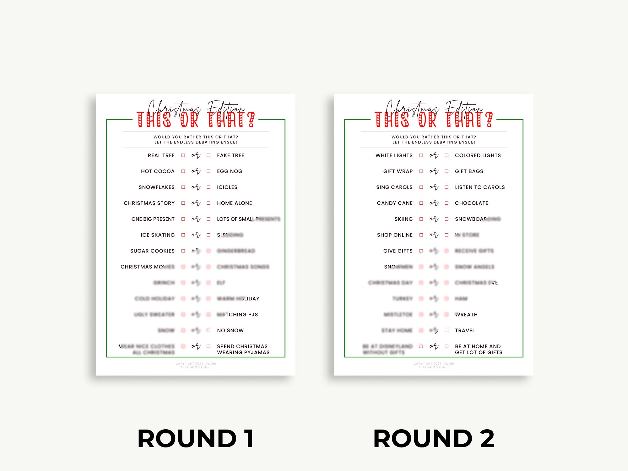 Christmas This or That Printable Game, Would You Rather | Holiday Party ...
