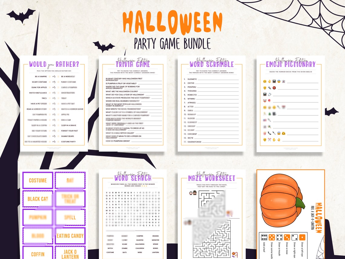 Halloween Party Games Bundle | Halloween Games for Kids Adults ...