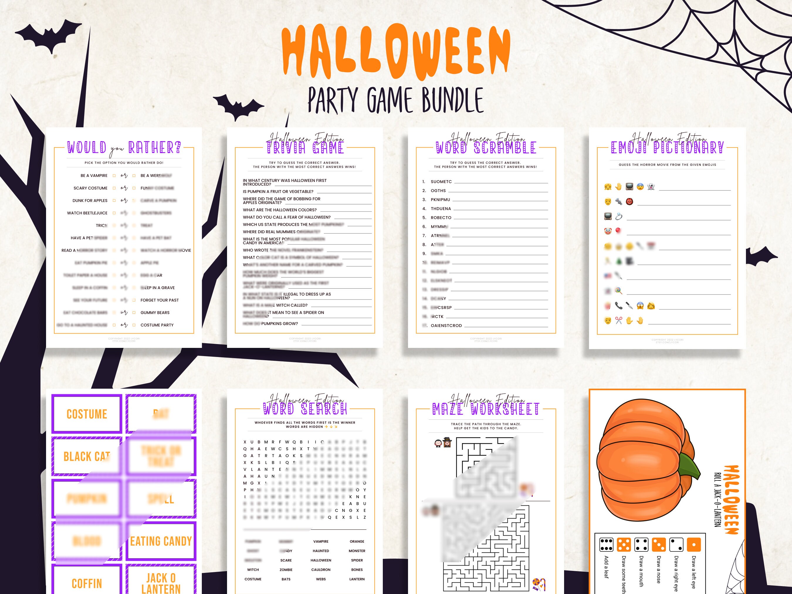 Halloween Party Games Bundle | Halloween Games for Kids Adults ...