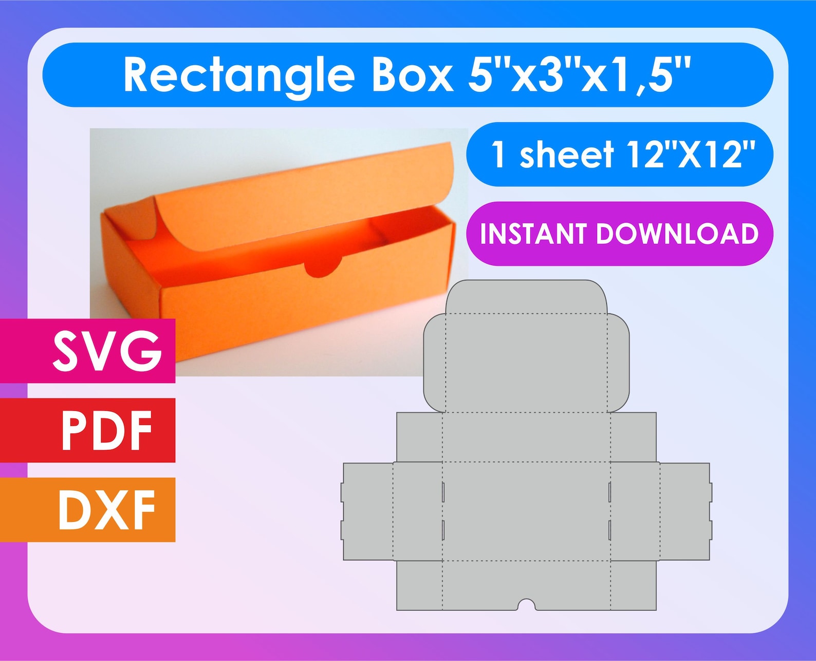 Rectangle Box Template Svg Shipping Box Simple Box Cricut Box Template ...