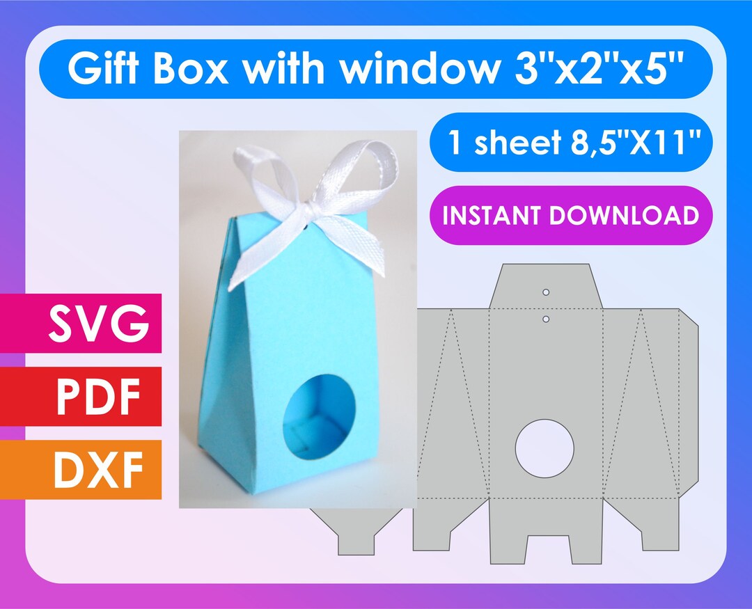 Gift Box Template Svg Simple Box With Window Cricut Box Template Svg ...