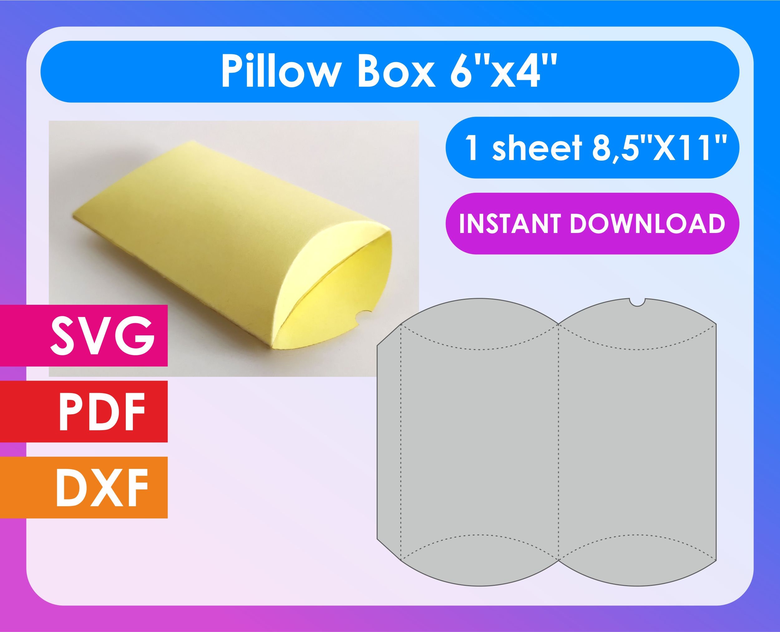 Pillow Box Template Svg Shipping Box Simple Box Cricut Box Template Svg ...