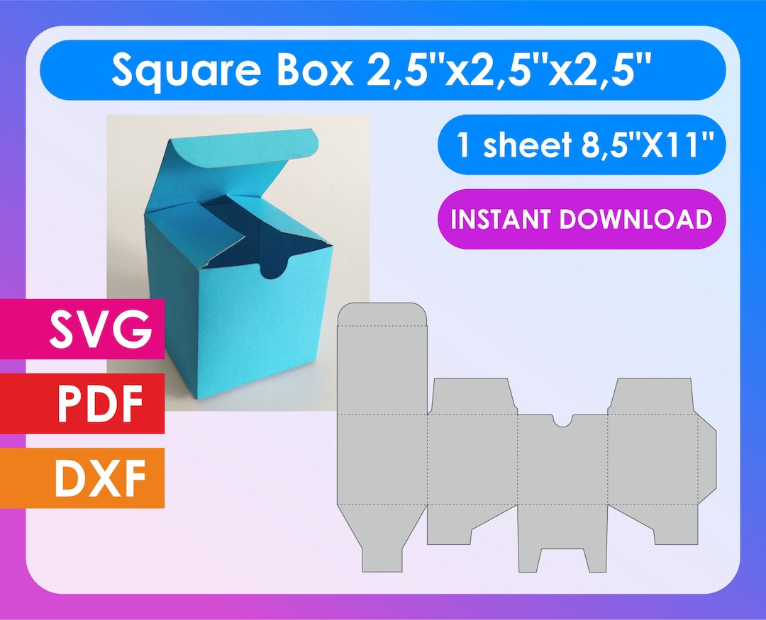 Square Box Template Svg Shipping Box Simple Box Cricut Box Template Svg ...