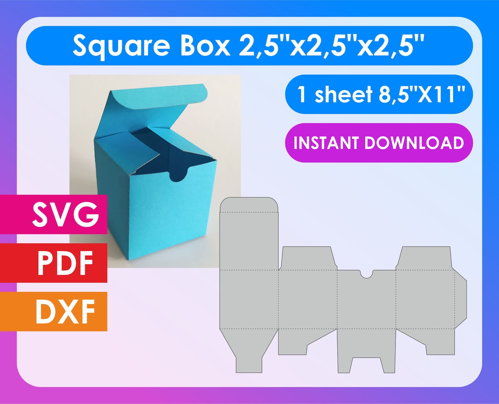 Square Box Template Svg Shipping Box Simple Box Cricut Box Template Svg ...