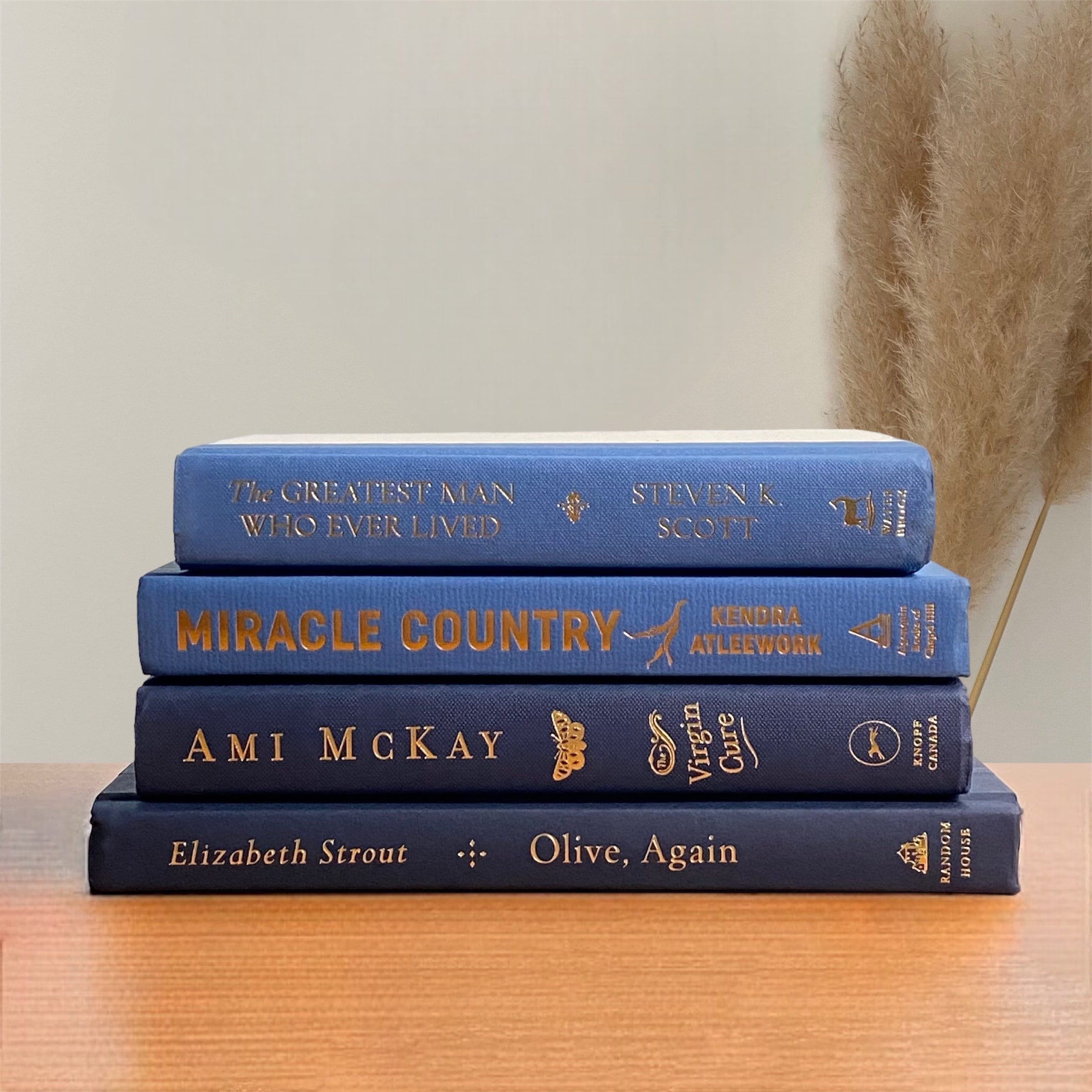 Stacked Books Blue Colour, Bookshelf Decor, Decorative Books, Boho ...