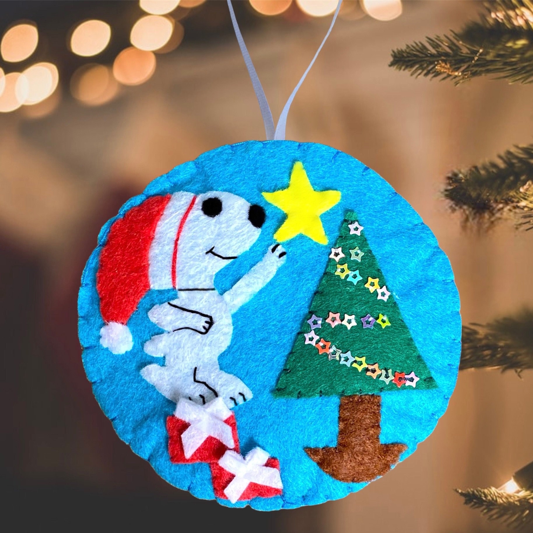 Felt Snoopy the Dog Decorating the Christmas Tree Ornament, Felt Snoopy ...