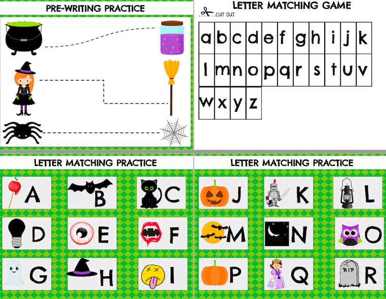 Halloween Themed Busy Book Printable Worksheets Set Matching - Etsy