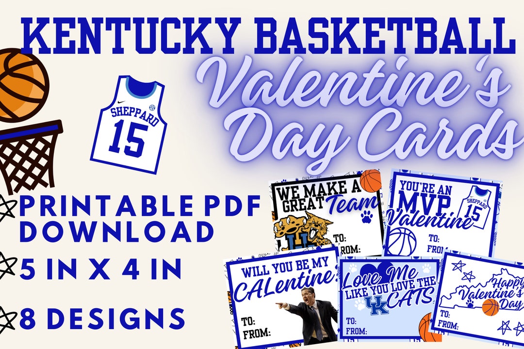 Kentucky Basketball Valentine's Day Cards Printable Digital Download - Etsy