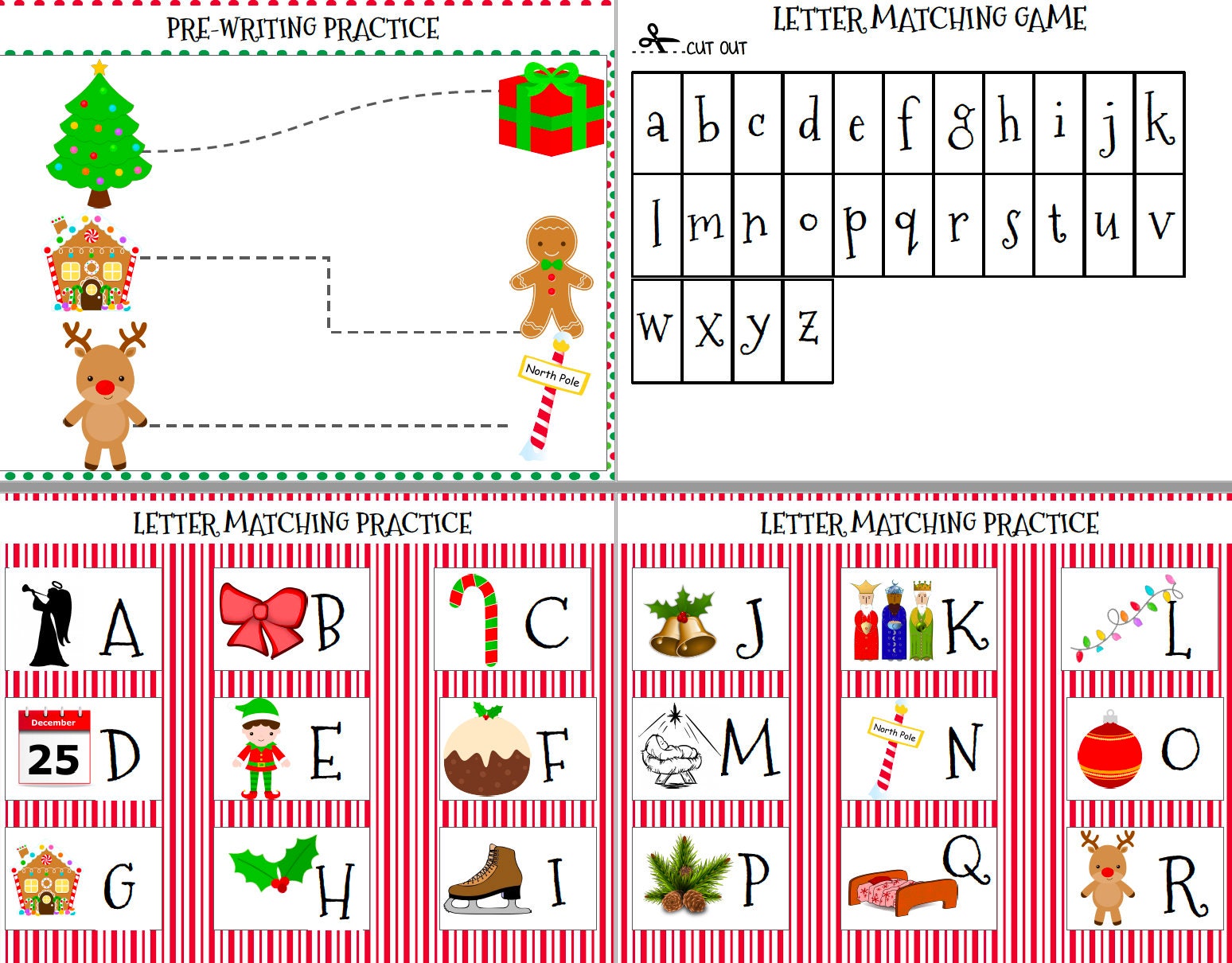 Christmas Themed Busy Book Printable Worksheets Set Matching | Etsy