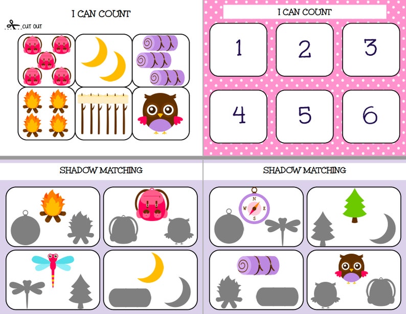 Girl Camping Themed Busy Book Printable Worksheets Set | Etsy