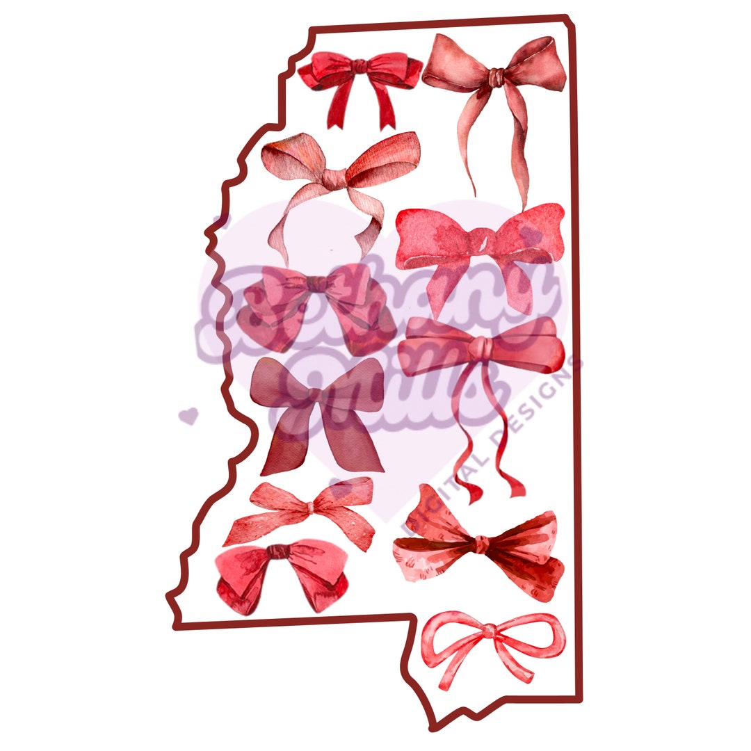 Mississippi Bows MS State Outline Sublimation Design 300 DPI - Etsy