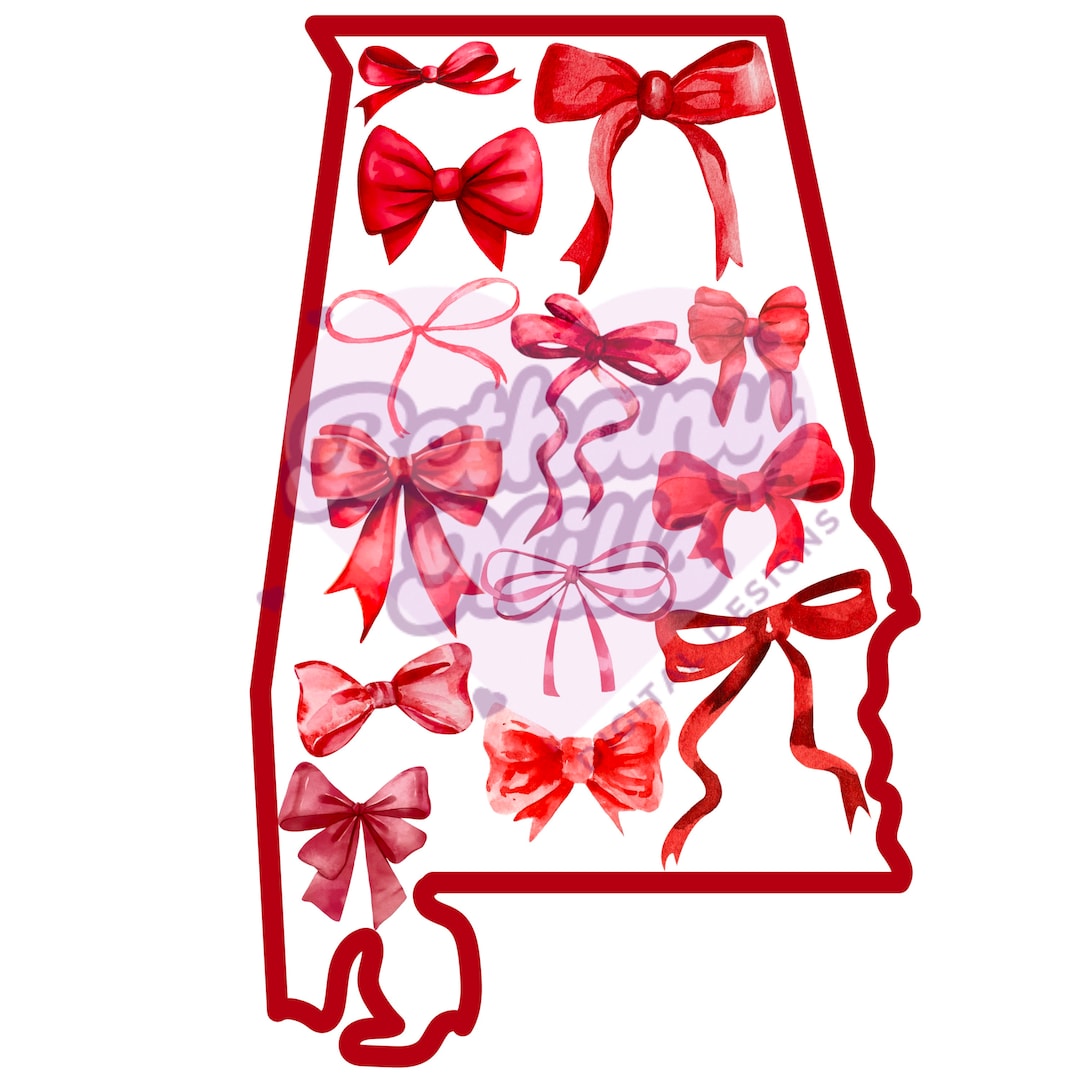 Alabama Bows AL State Outline Sublimation Design - 300 DPI - Etsy