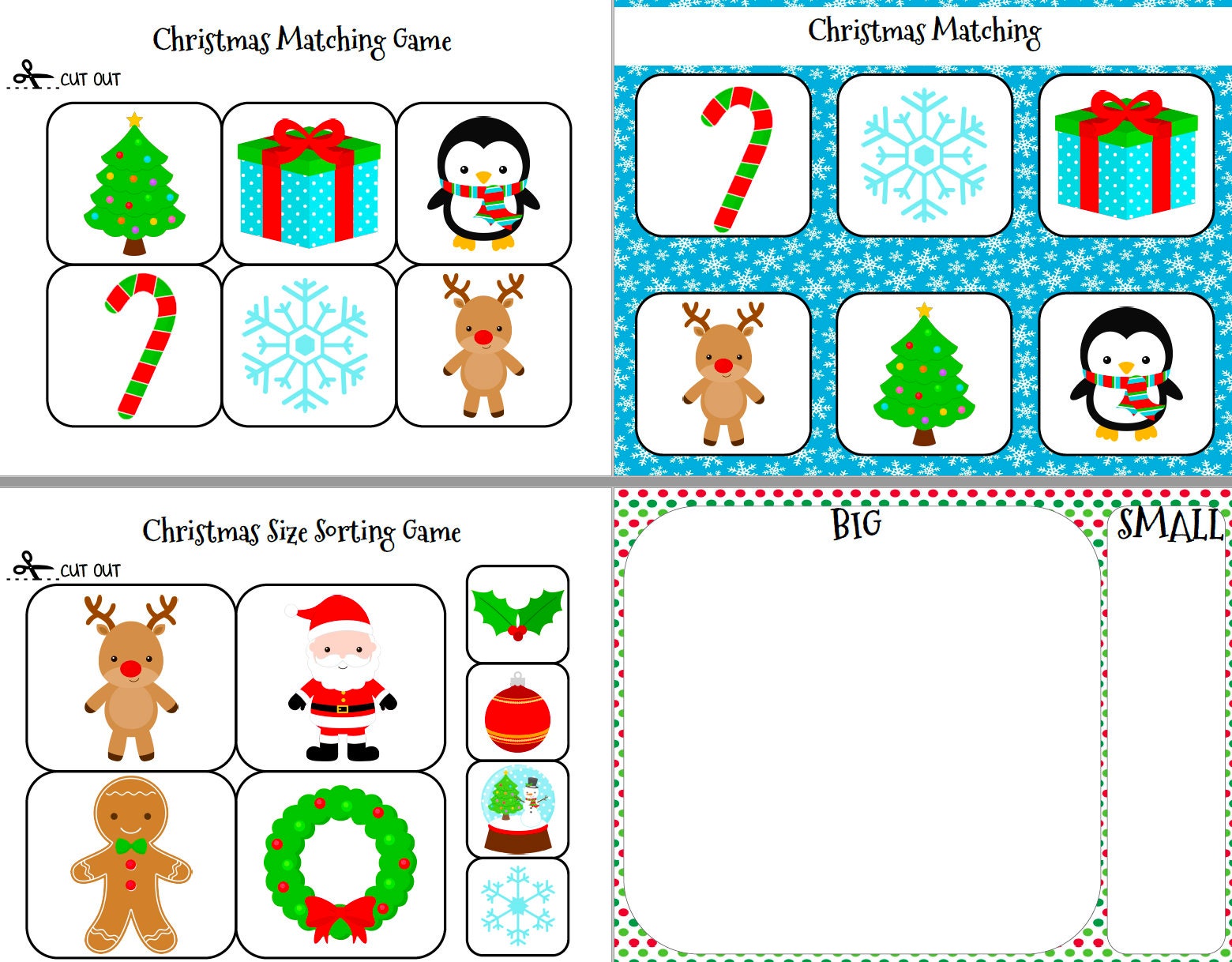 Christmas Themed Busy Book Printable Worksheets Set Matching | Etsy