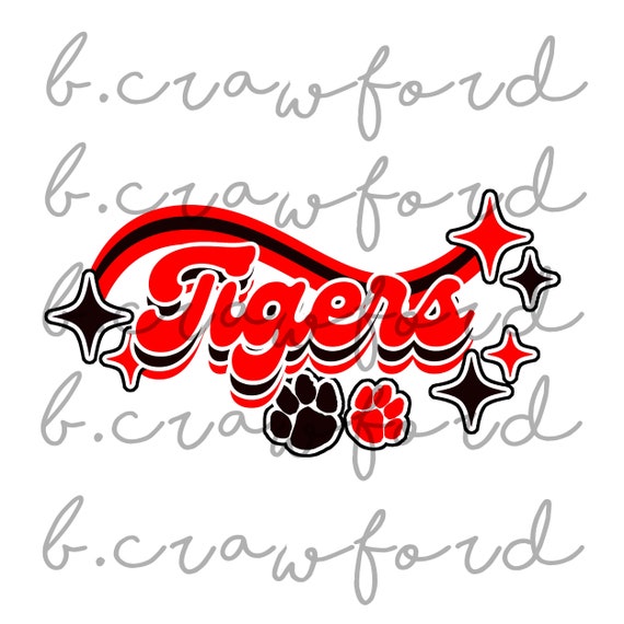Tiger Red and Black Retro Sublimation Design 300 DPI - Etsy