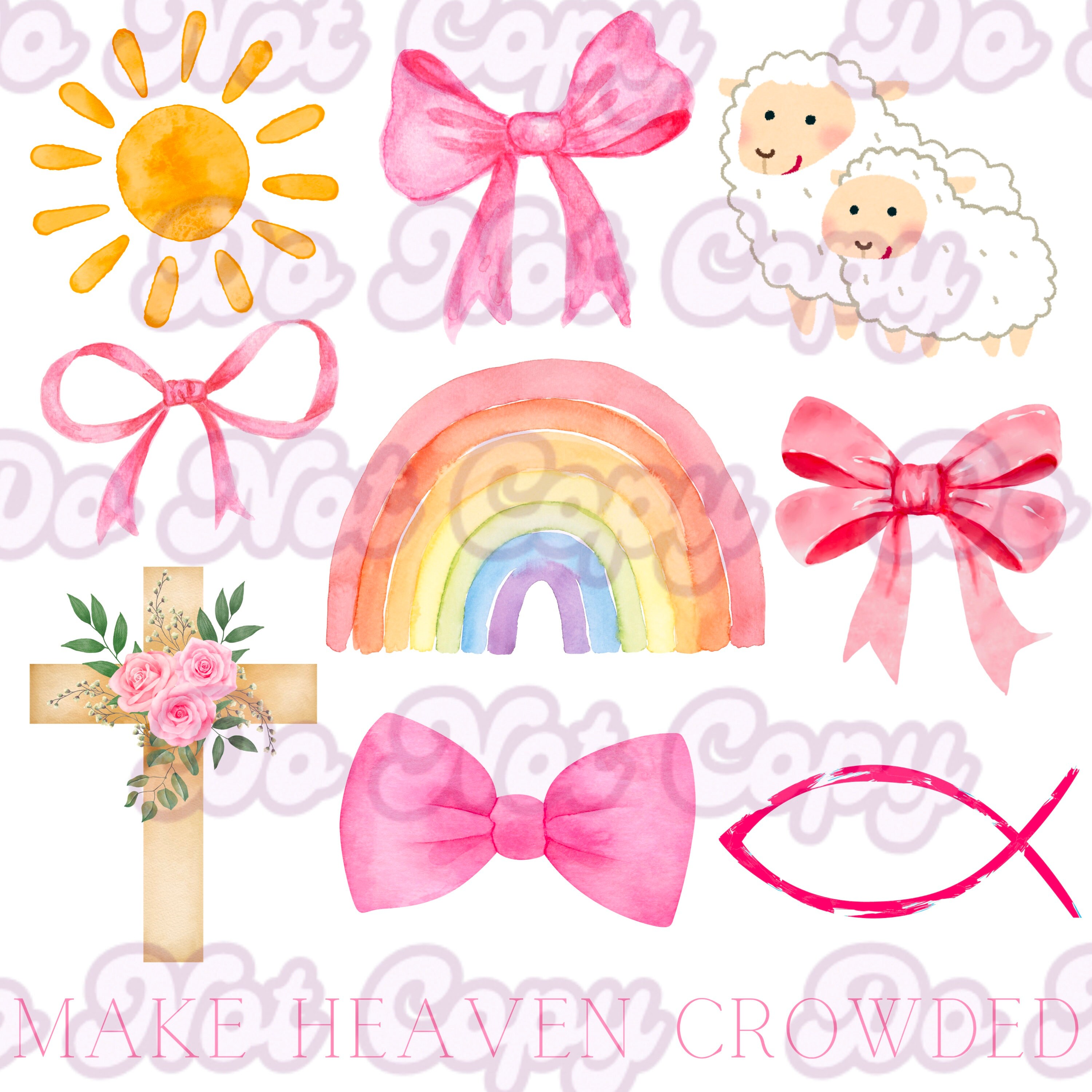 Make Heaven Crowded Rainbow - Christian Coquette Bow Design - 300 DPI ...