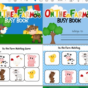 On the Farm Themed Busy Book Printable Worksheets Set, Matching ...
