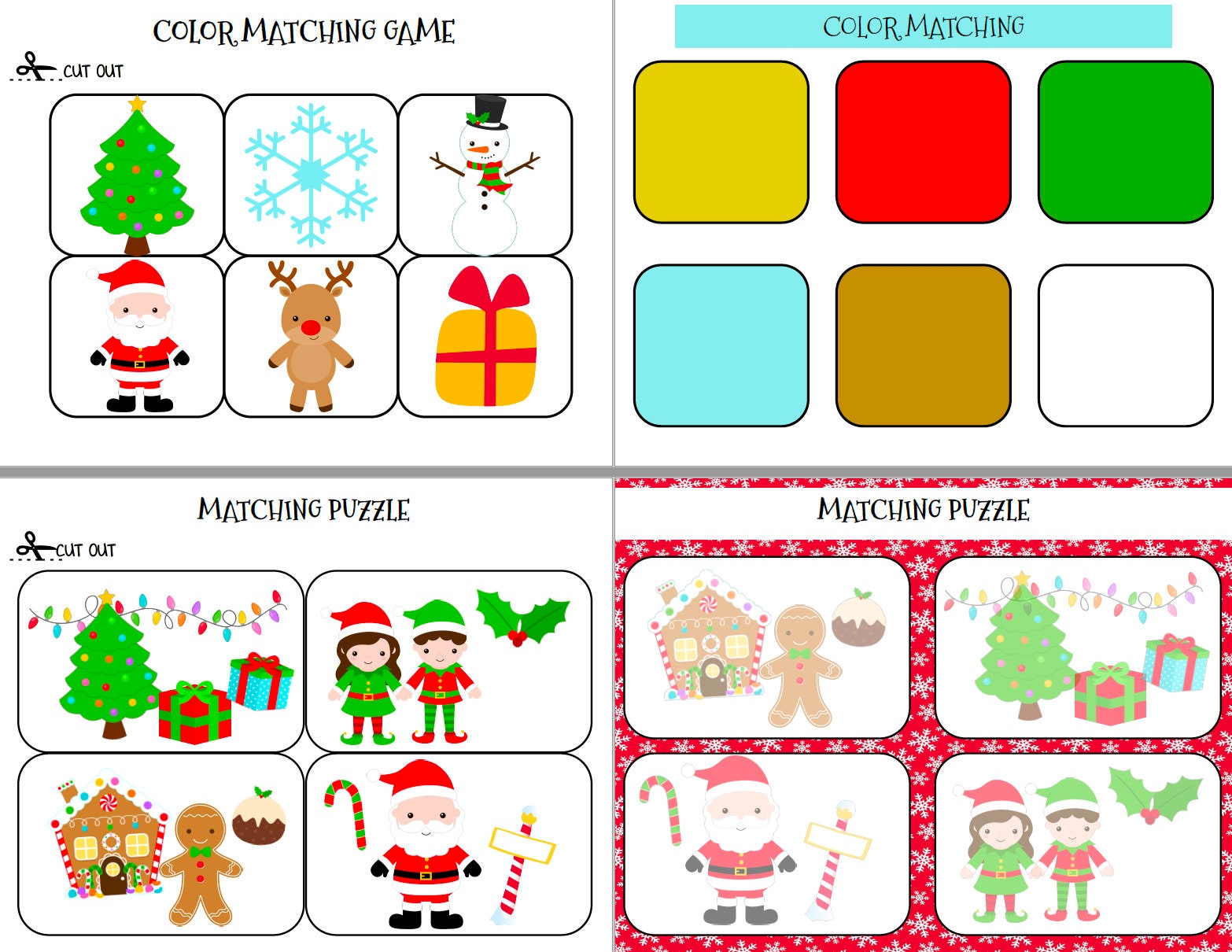 Christmas Themed Busy Book Printable Worksheets Set Matching | Etsy
